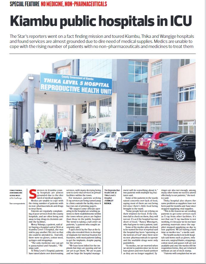 Exclusive: Kiambu public hospitals in ICU - newsline